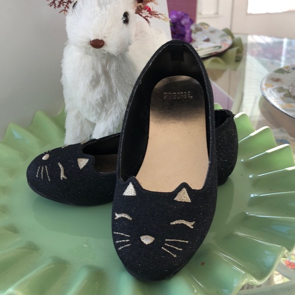 Gymboree | Shoes | Little Girls Size 6 Black Slippers Kitty Cat Look ...